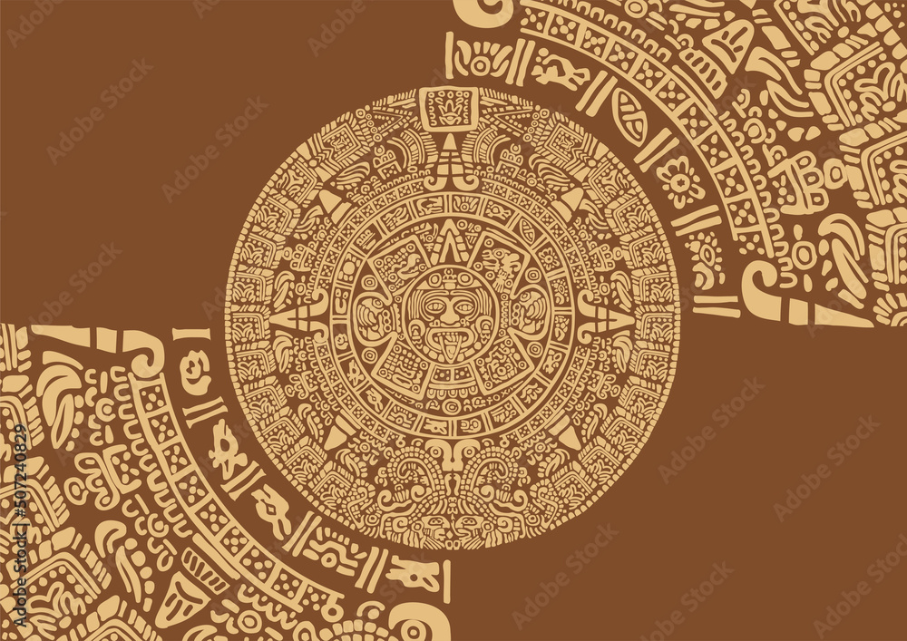 Mayan calendar.Images of characters of ancient American Indians.The ...