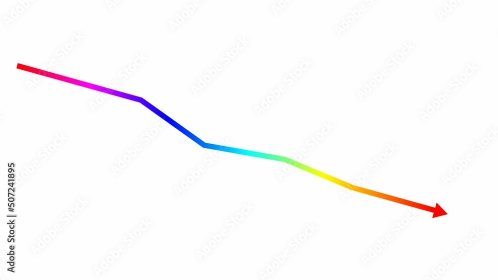 Animated multicolored arrow. Recession chart of economy. Economic ...
