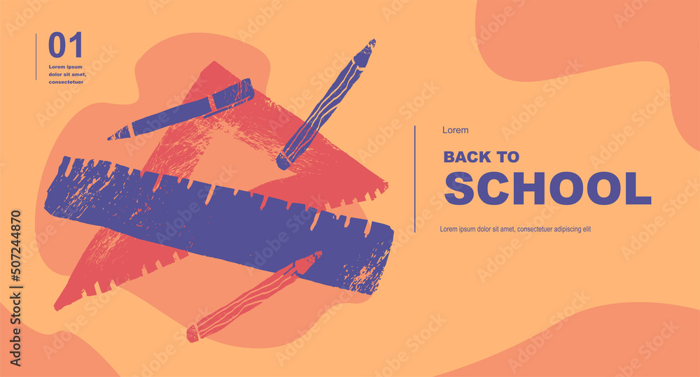 Triangular ruler, pen, marker, pencil. Abstract, vector illustrations ...