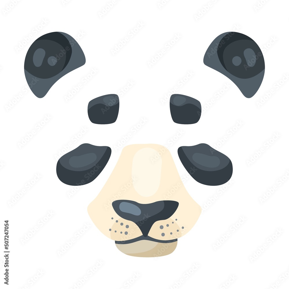 Effect with panda face for selfies vector illustration. Mask with ...