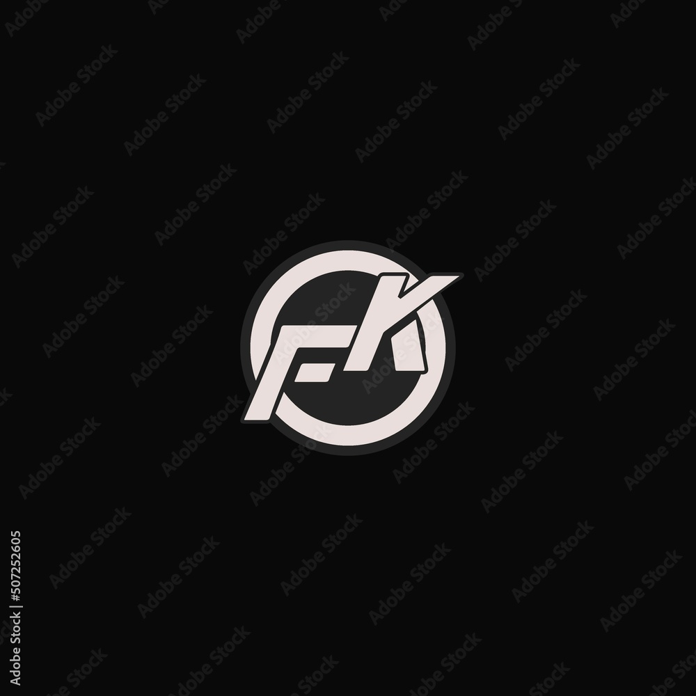 Initial FK logo circle line style, simple esport team logo design Stock ...