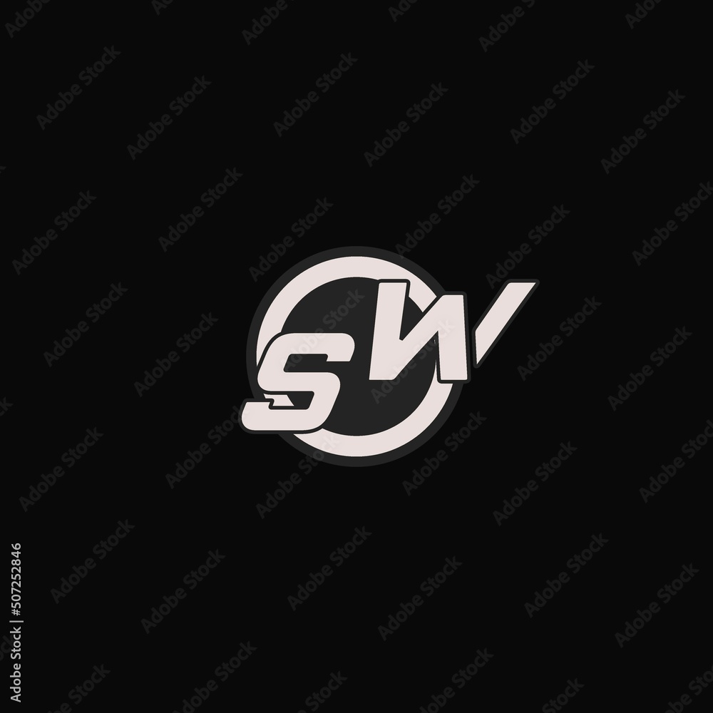 Initial SW logo circle line style, simple esport team logo design Stock ...