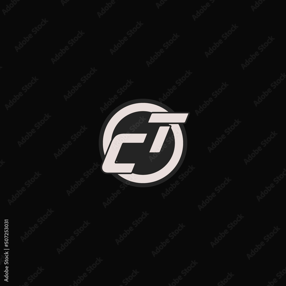 Initial CT logo circle line style, simple esport team logo design Stock ...