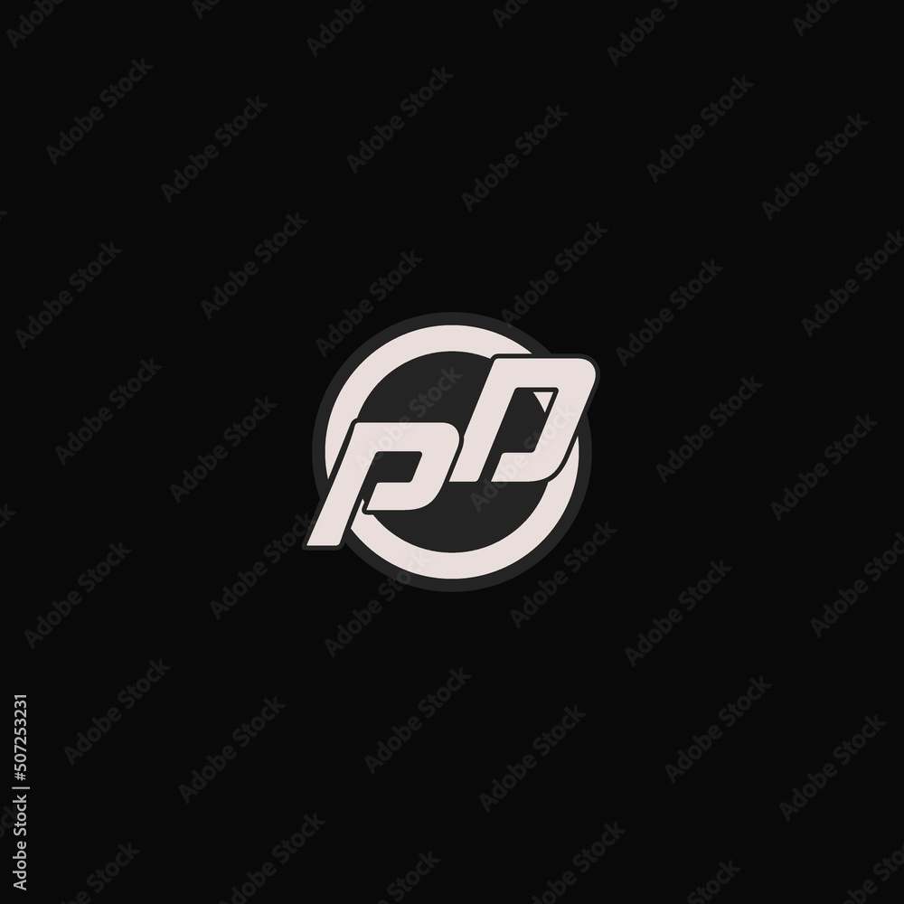 Initial PD logo circle line style, simple esport team logo design Stock ...