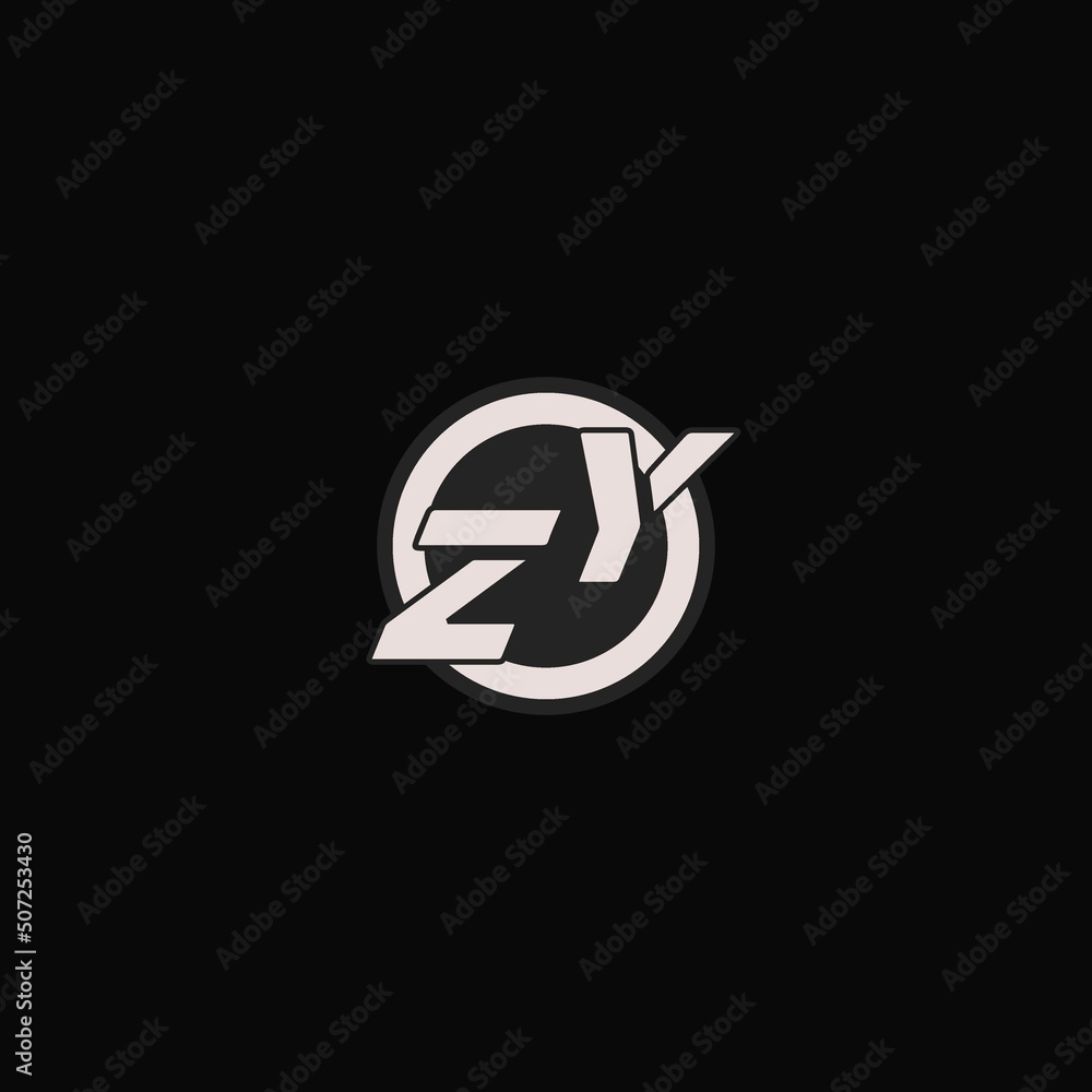 Initial ZY logo circle line style, simple esport team logo design Stock ...