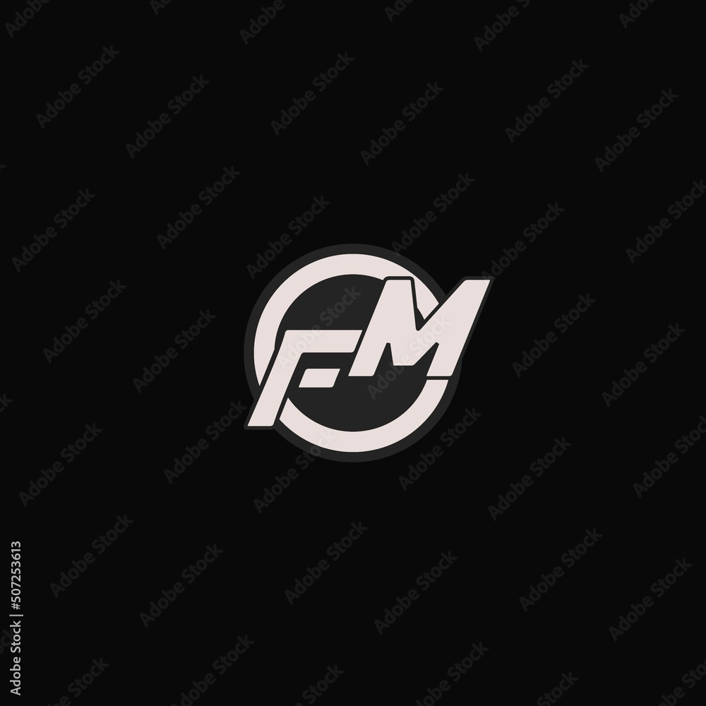 Initial FM logo circle line style, simple esport team logo design Stock ...