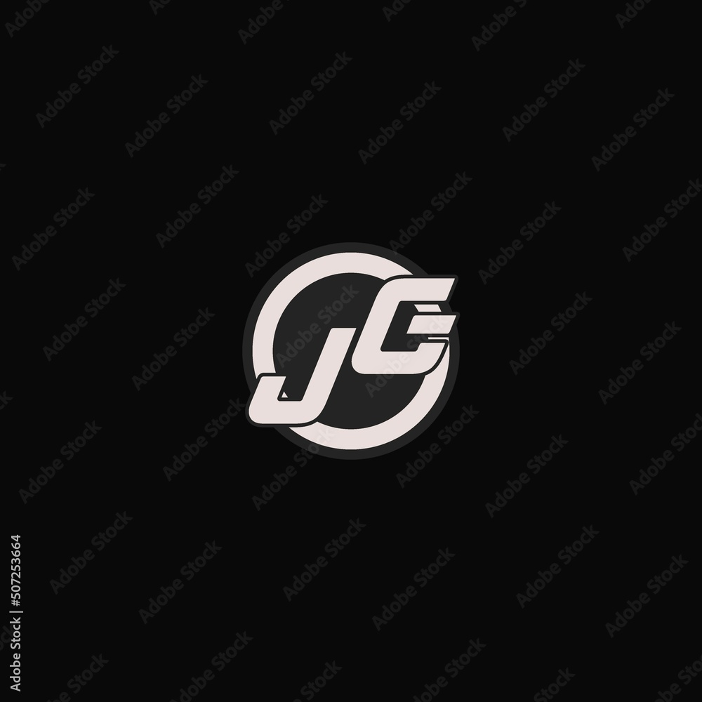 Initial JG logo circle line style, simple esport team logo design Stock ...