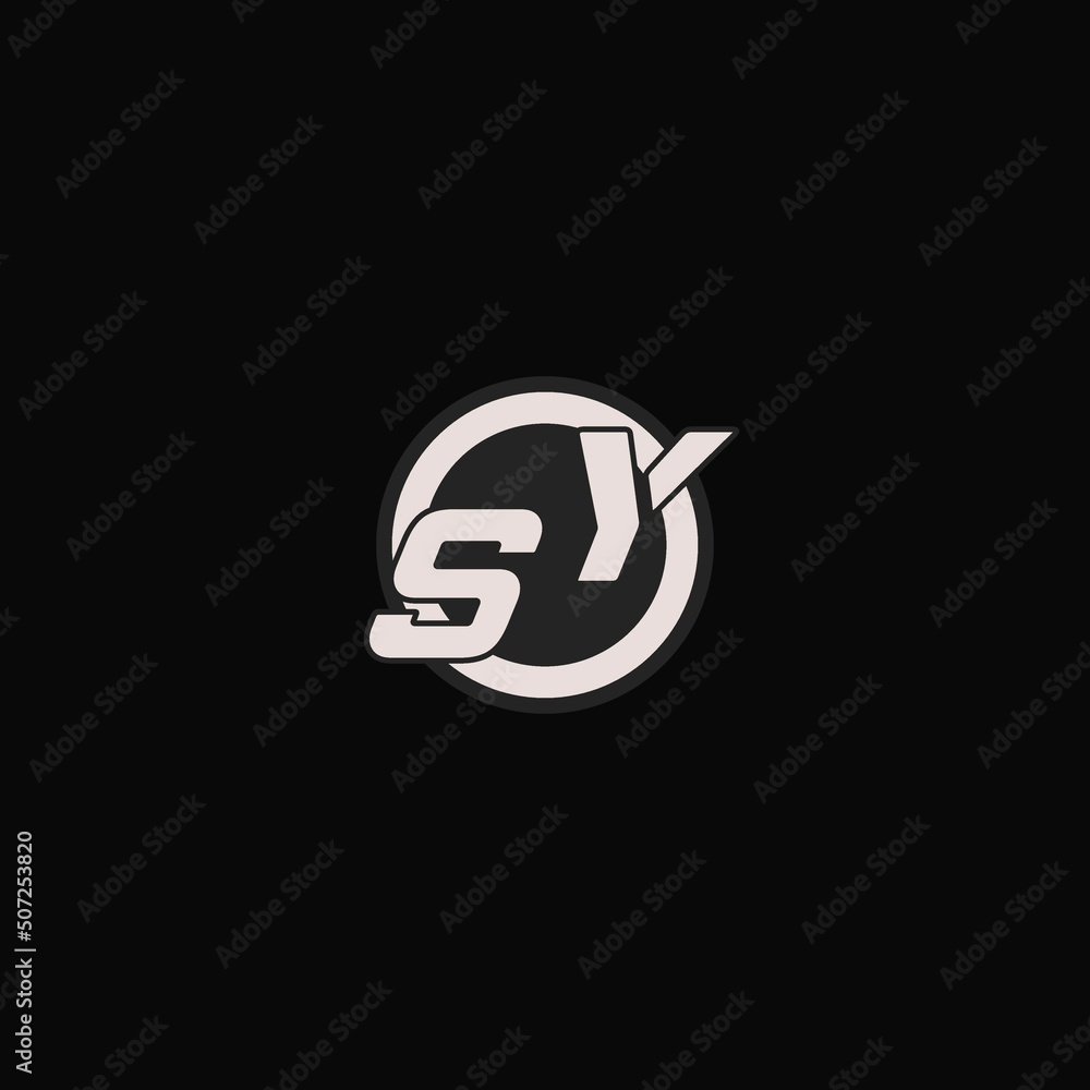 Initial SY logo circle line style, simple esport team logo design Stock ...