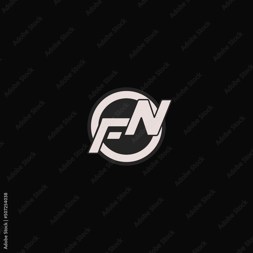 Initial FN logo circle line style, simple esport team logo design Stock ...