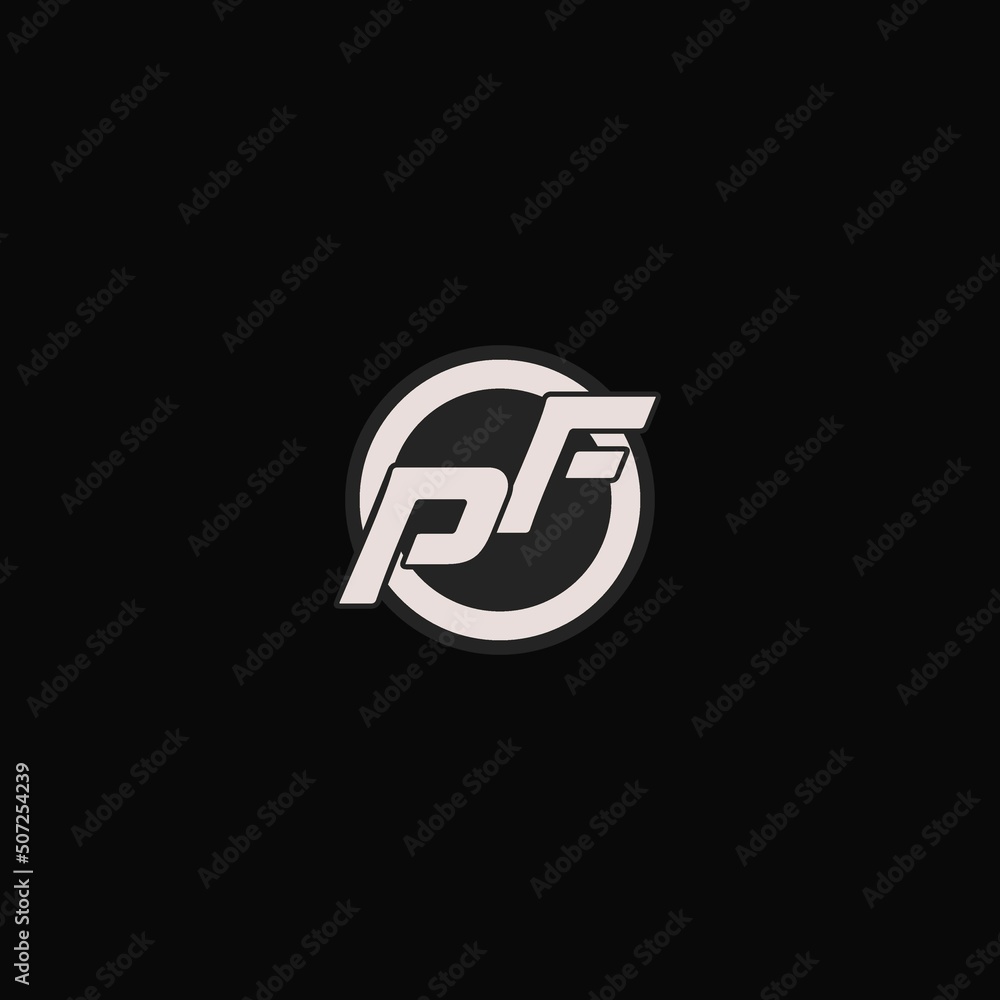 Initial PF logo circle line style, simple esport team logo design Stock ...