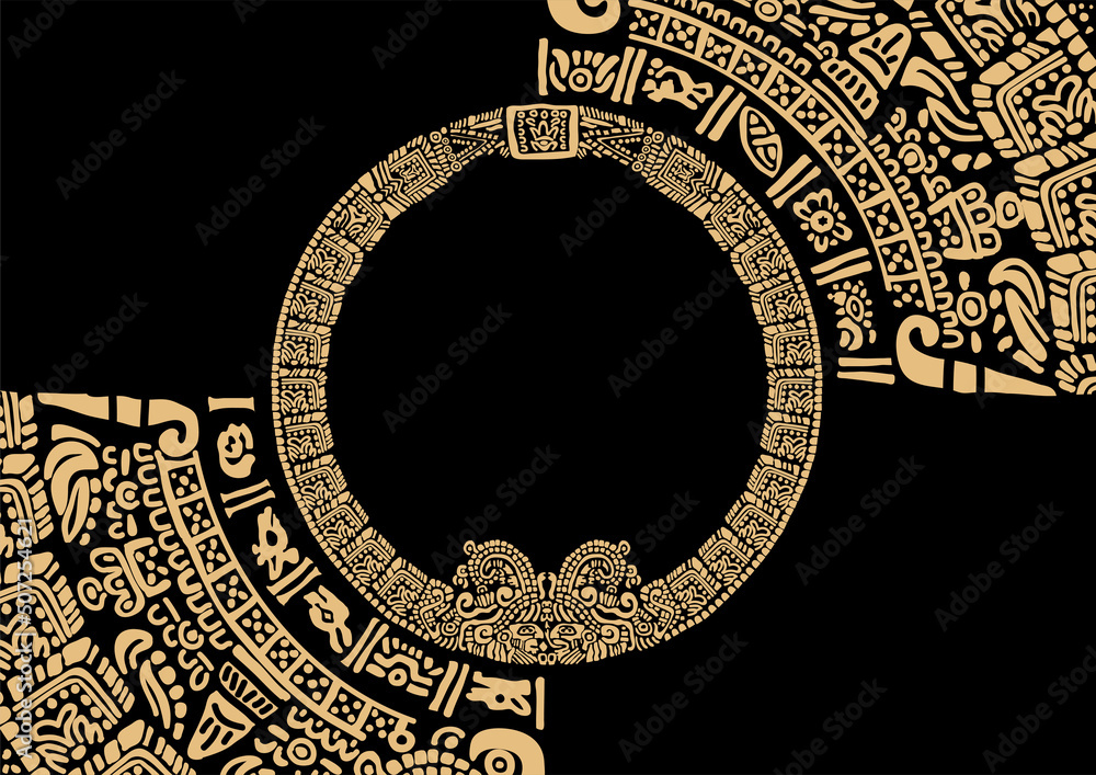 Abstract frame from ancient mayan symbols. Mayan calendar.Images of ...