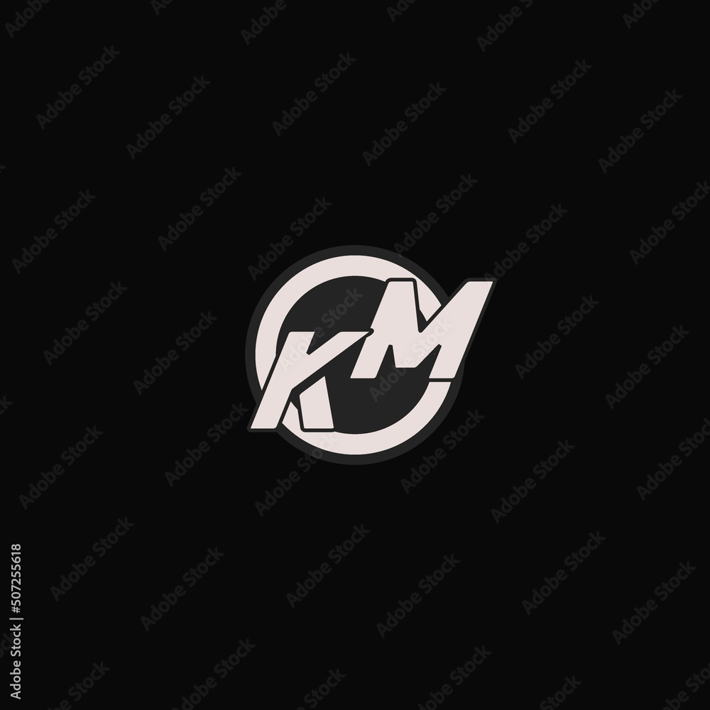 Initial KM logo circle line style, simple esport team logo design Stock ...