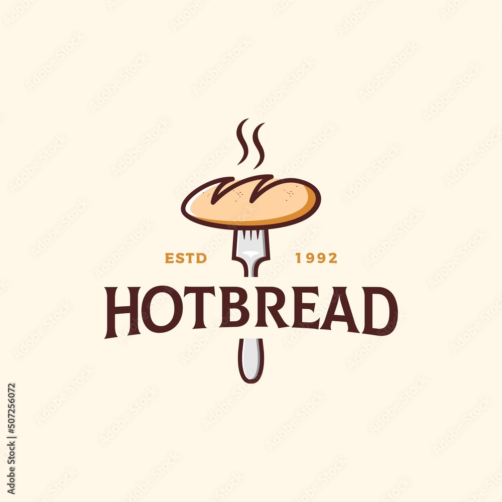 Hot bread logo design vector illustration Stock Vector | Adobe Stock
