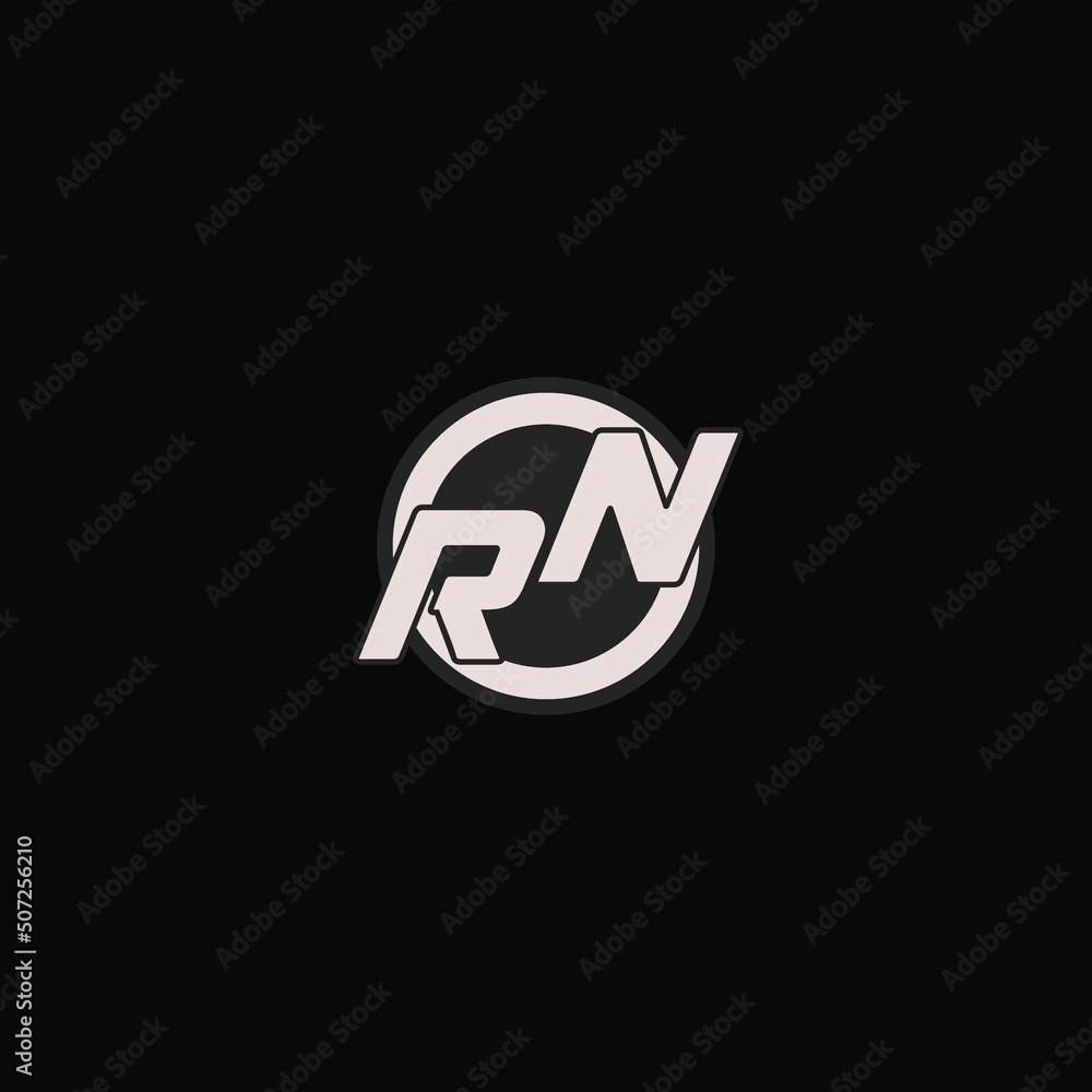 Initial RN logo circle line style, simple esport team logo design Stock ...