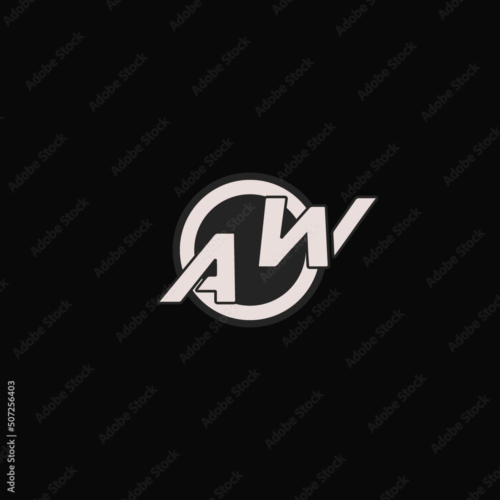 Initial AW logo circle line style, simple esport team logo design Stock ...