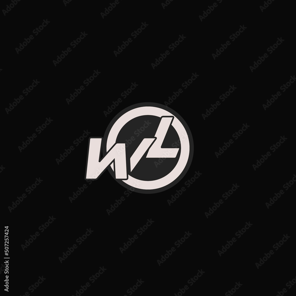 Initial WL logo circle line style, simple esport team logo design Stock ...