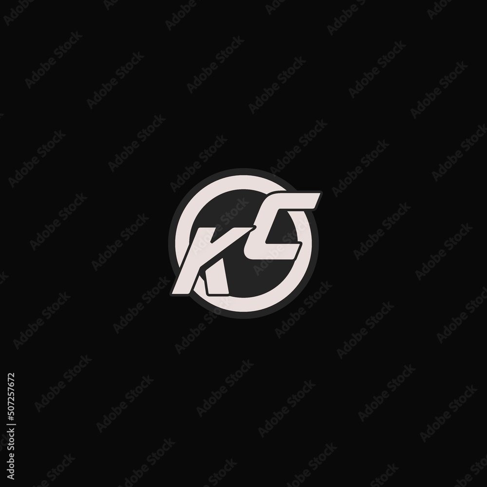 Initial KC logo circle line style, simple esport team logo design Stock ...