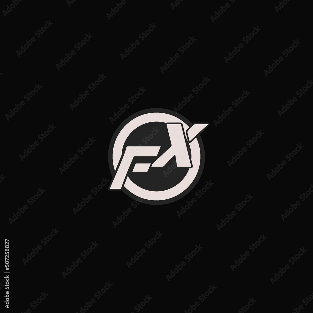 Initial FX logo circle line style, simple esport team logo design Stock ...