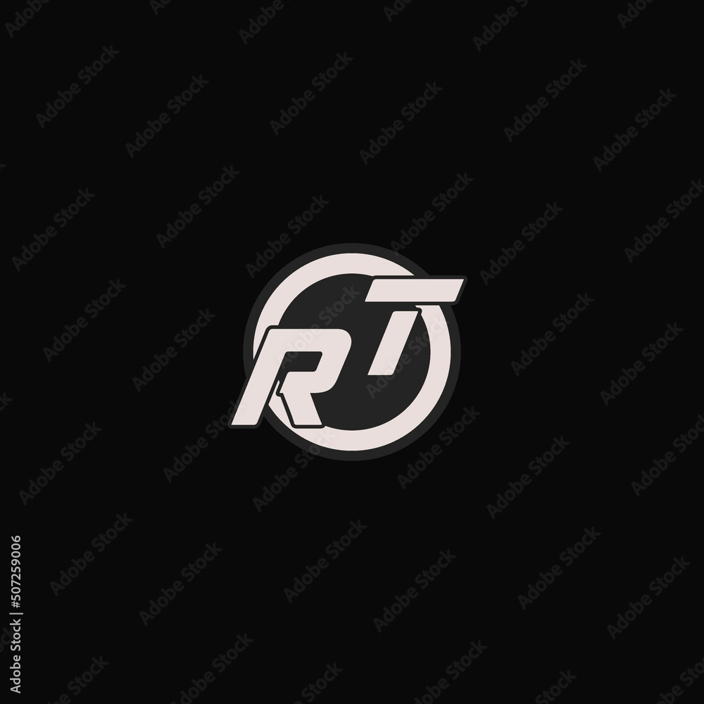 Initial RT logo circle line style, simple esport team logo design Stock ...