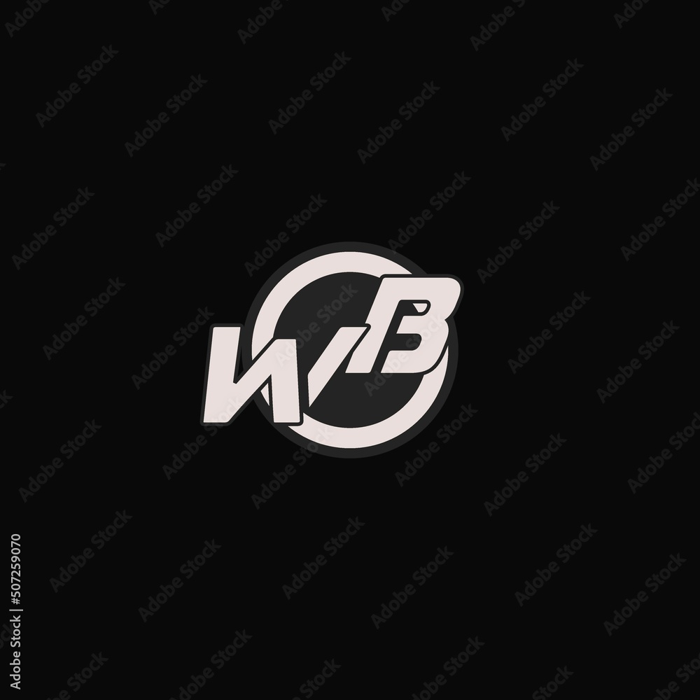 Initial WB logo circle line style, simple esport team logo design Stock ...