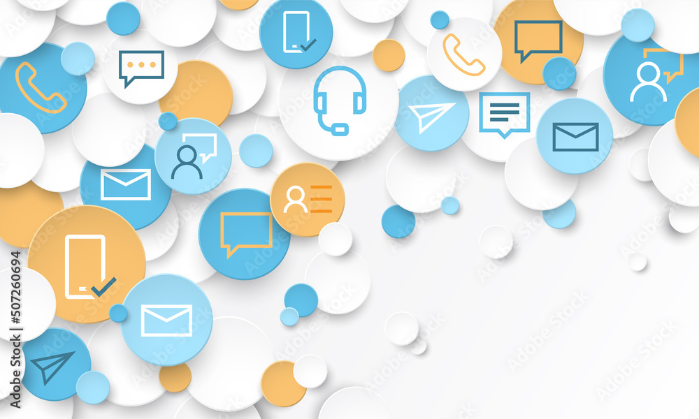 Colorful vector business contact and service concept on white ...