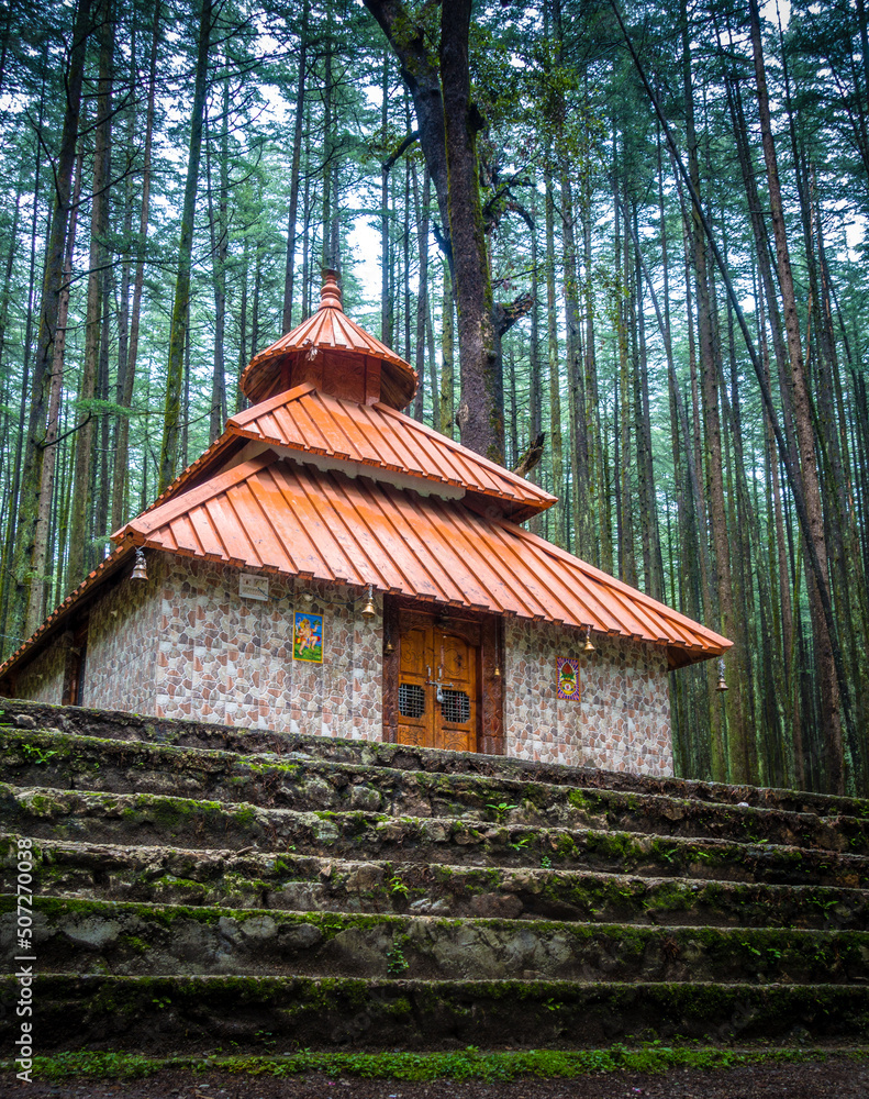 july 21st 2021 Uttarakhand. A beautiful temple amidst deodar forest ...