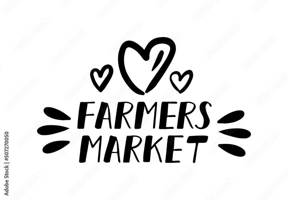 Farmers market hand drawn doodles badges, logo, icon, label. Vector ...