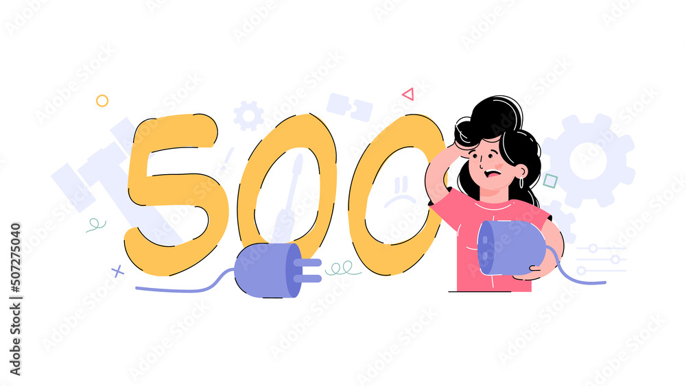 500 system error. The girl is upset because of an internal server error ...