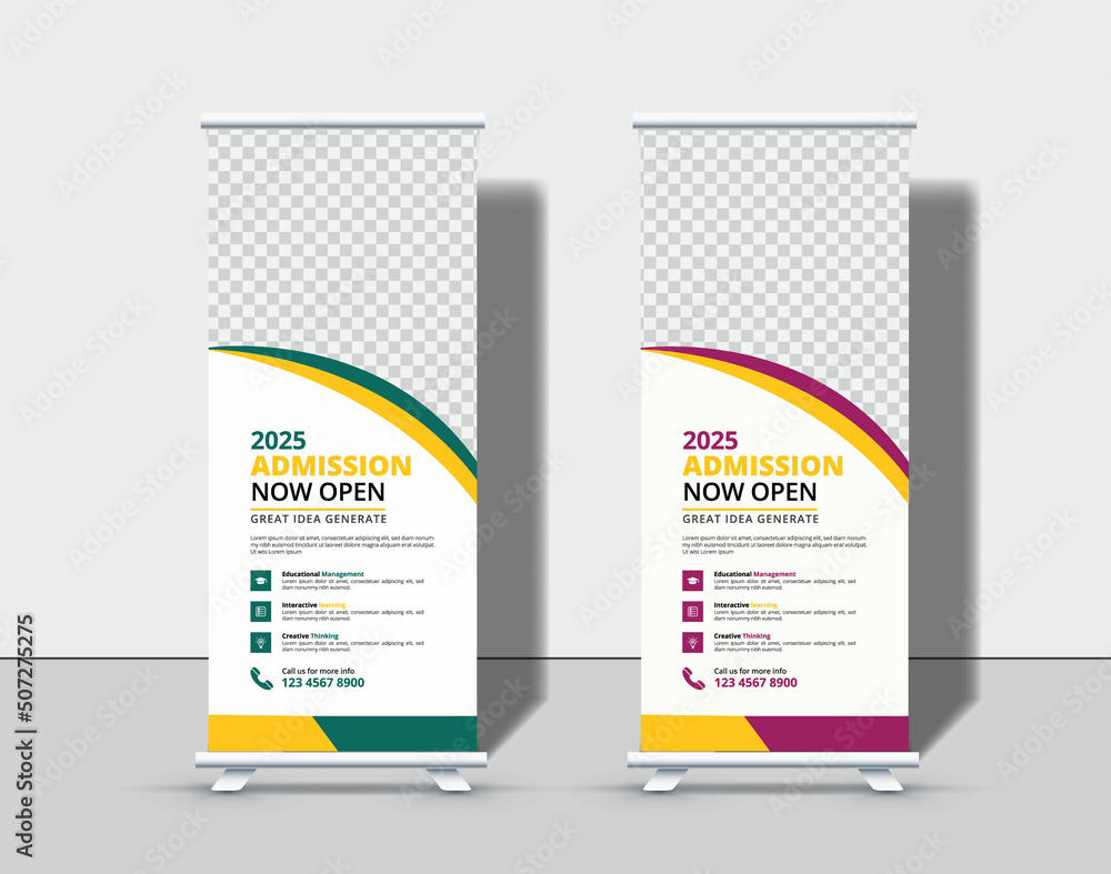 Modern school admission roll up banner template Premium Vector, Back to ...