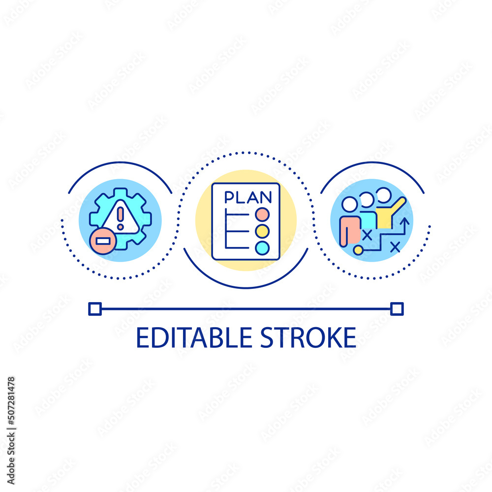 Risk mitigation planning loop concept icon. Evaluation and assessment ...