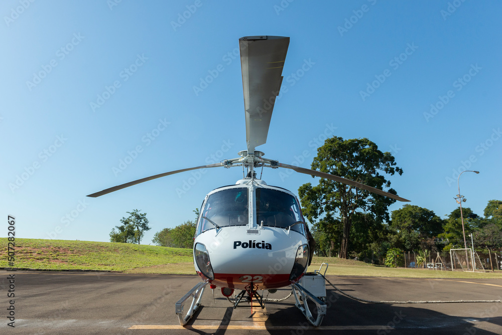 Front view of the helicopter model AS350 B2 of the military police ...