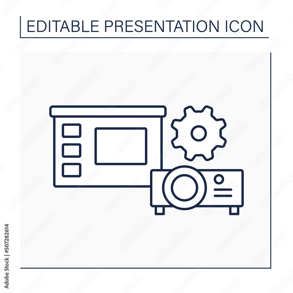 Overhead projector line icon. Projector for projecting onto vertical ...