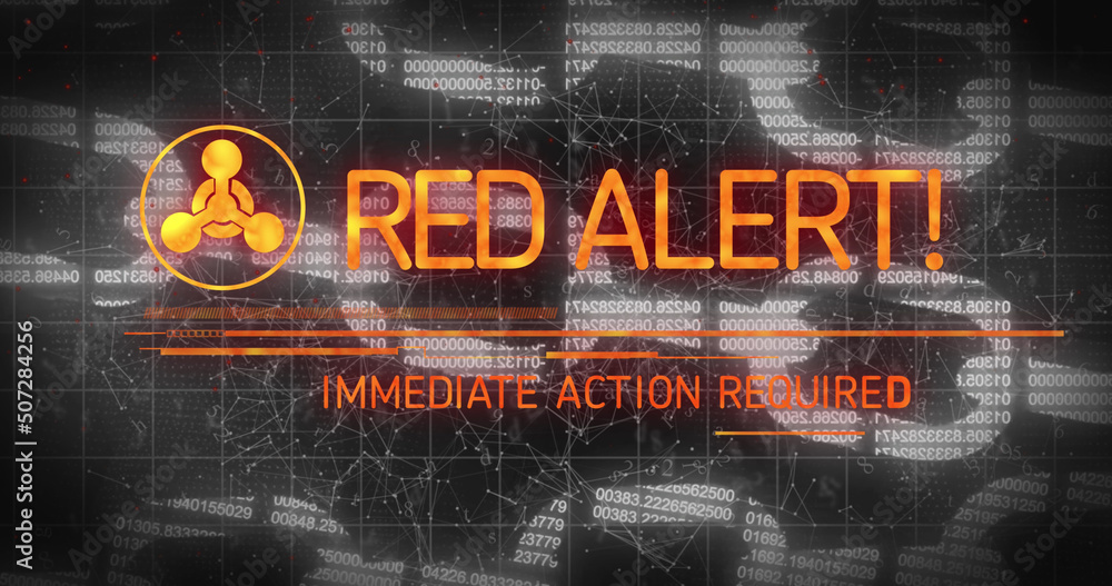Image of red alert text and symbol over chains Stock Illustration ...