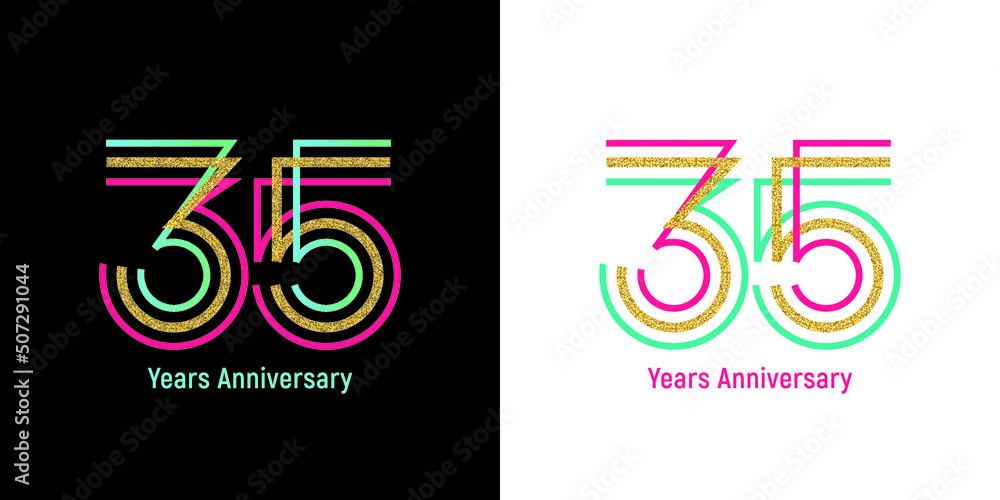 Elegant 35th anniversary logo template made from bright ribbons. Option ...