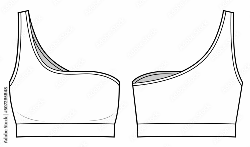 Vector Asymmetric Strapless Bra Technical Sketch Stock Vector Adobe Stock