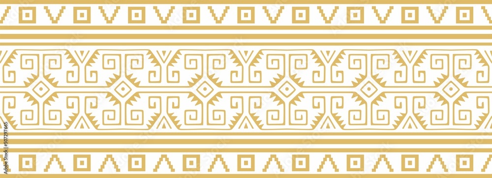 Vector seamless golden border ornament. Native American tribes ...