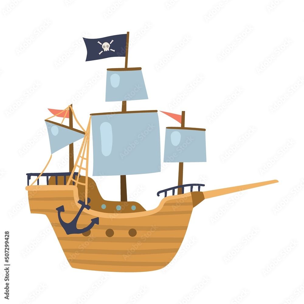 Cute Cartoon Pirate Ship