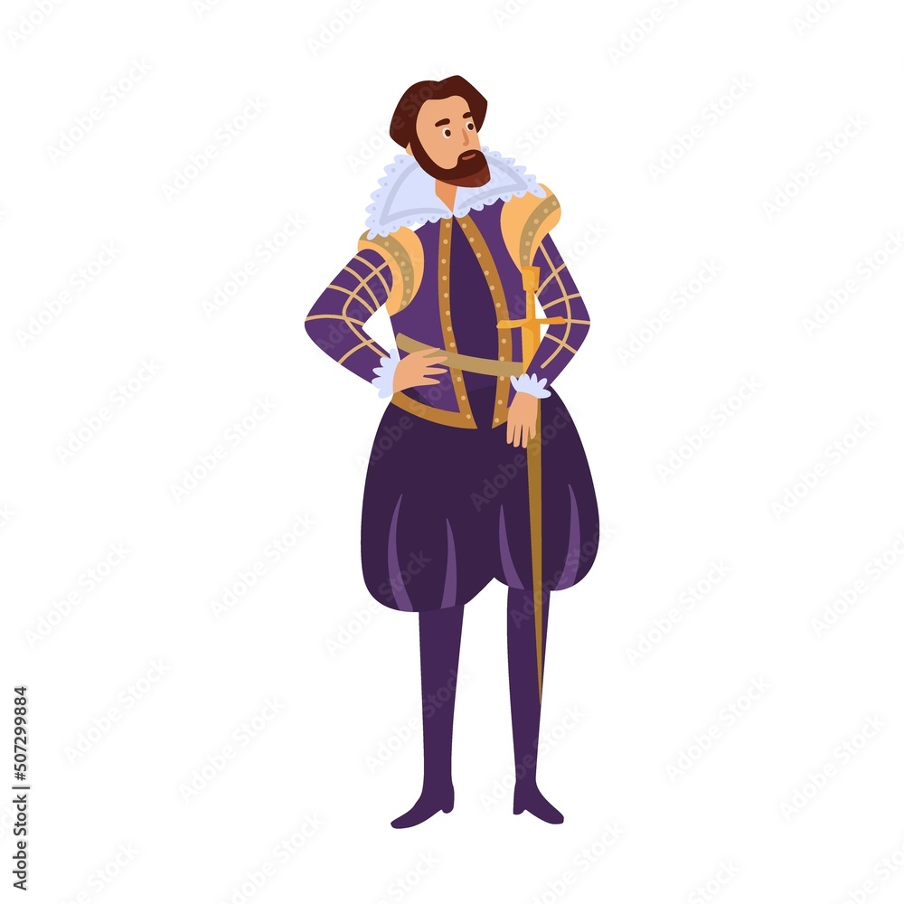 Men in costume cartoon illustration. Queen, princess and aristocrats ...