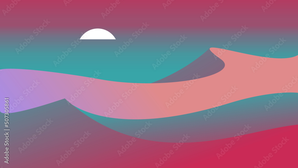 Flat sahara landscape design art vector illustration with desert Stock ...