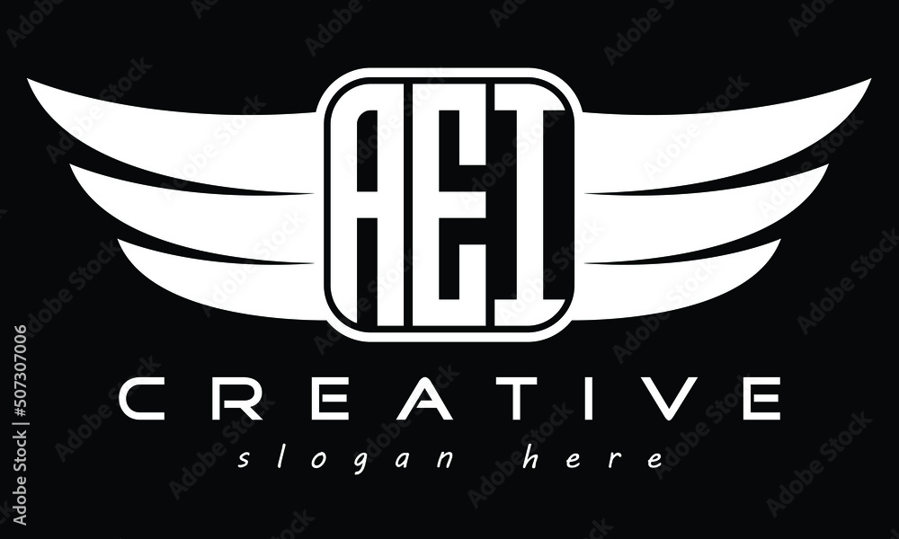 AEI three Letter Wings Flying Initial wing symbol minimalist creative ...