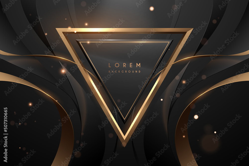 Black and gold triangle shape with ribbons Stock Vector | Adobe Stock