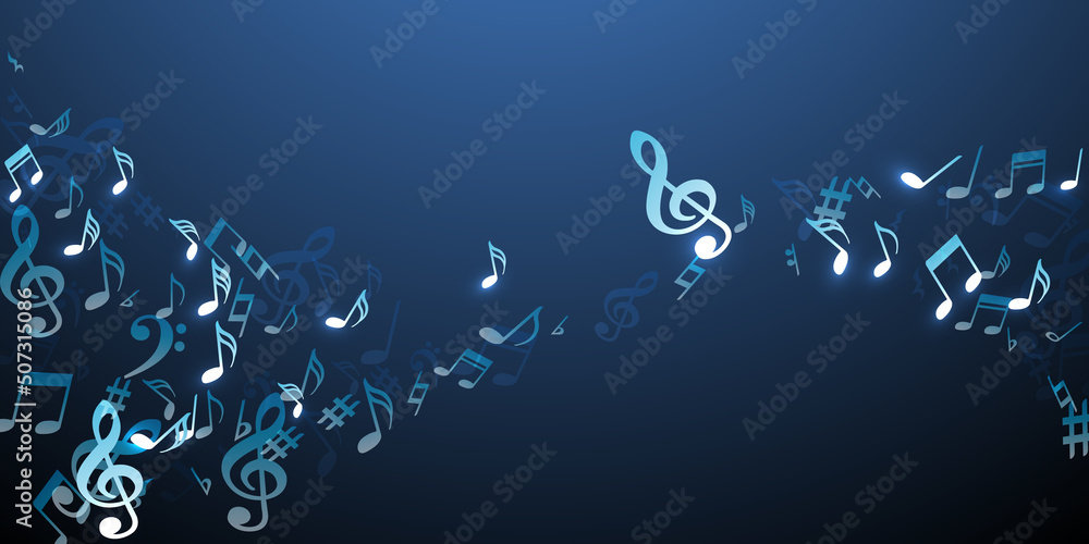 Photo & Art Print Music notes flying vector illustration. Melody, SunwArt
