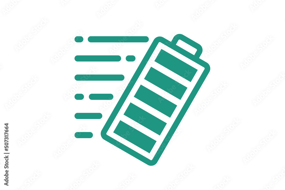 Fast electric charging battery icon. Quick electrical power accumulator ...