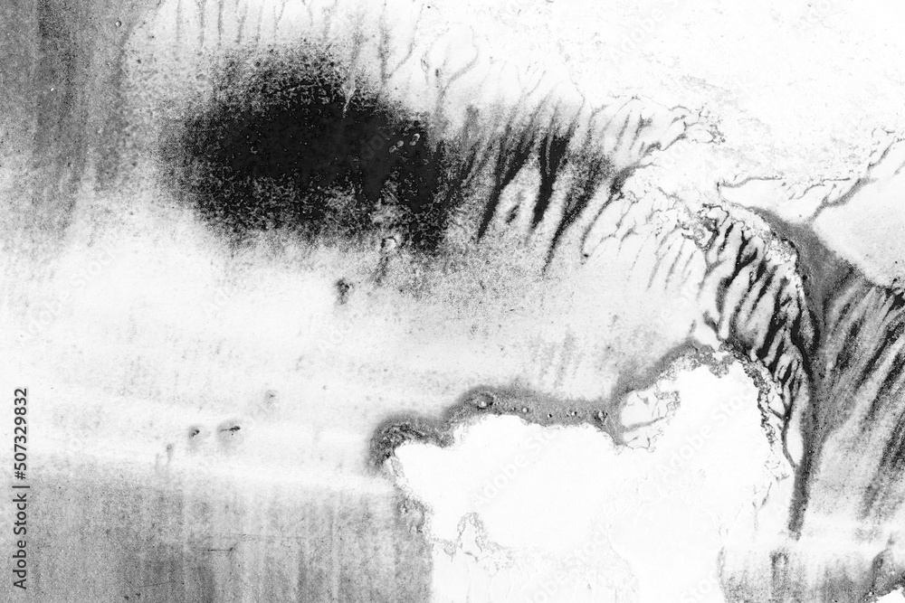 Abstract landscape watercolor hand drawn illustration. Black and white ...