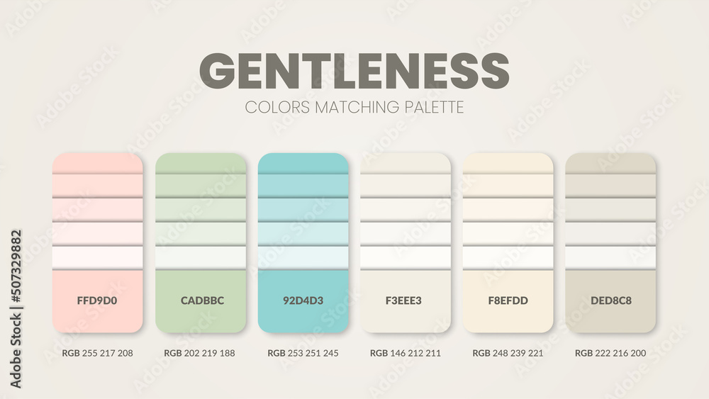 Gentleness color palettes or color schemes are trend combinations and ...