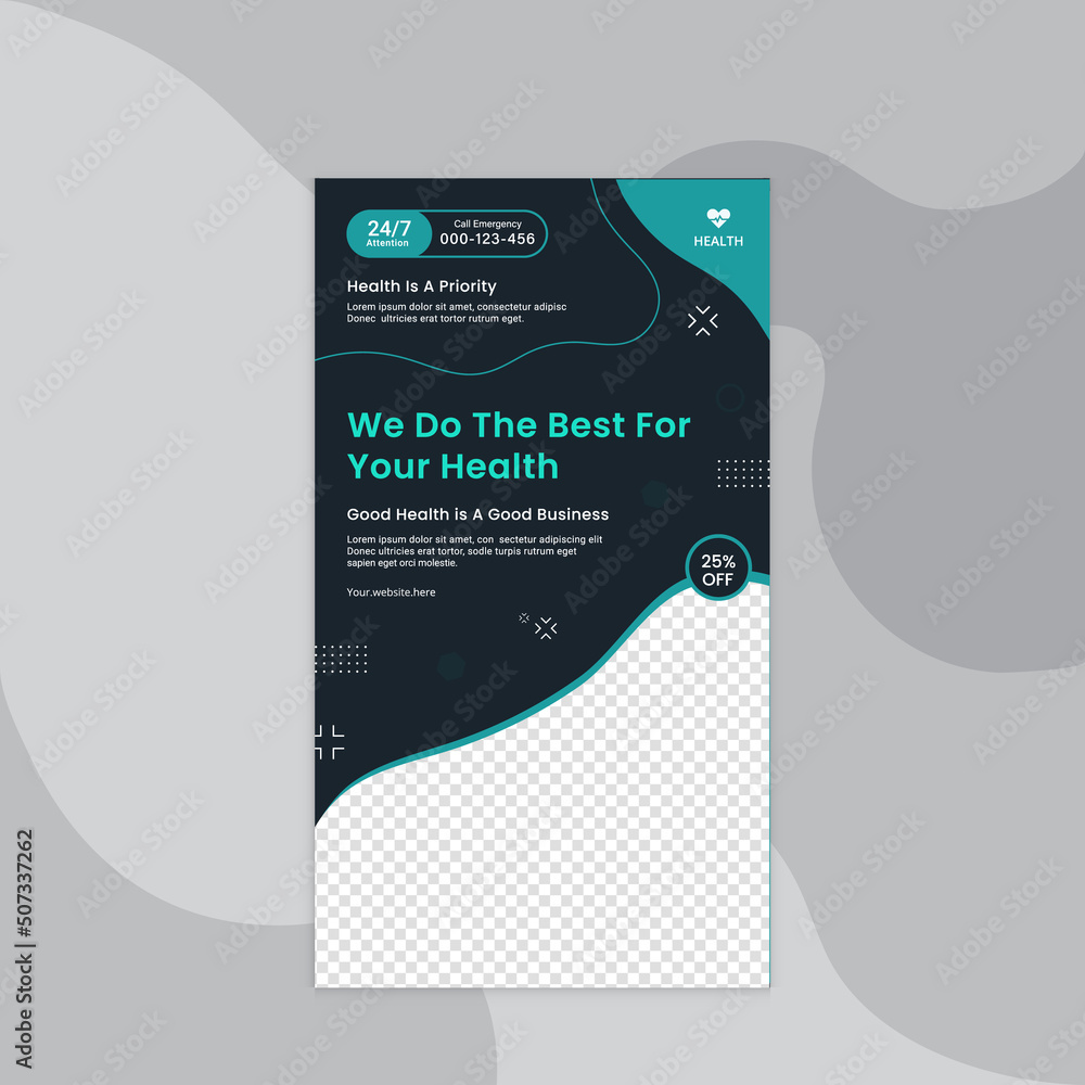 Health clinic Social media story frame set background template with ...