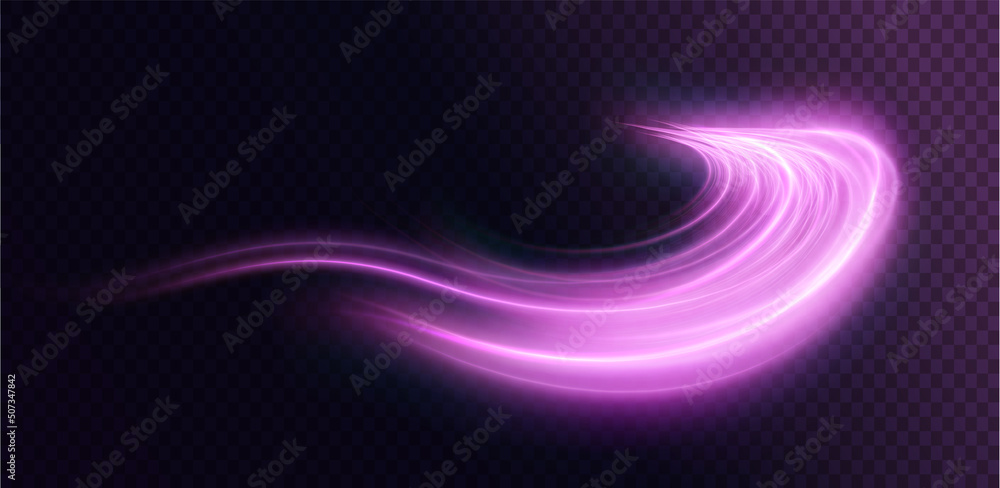 Light pink Twirl. Curve light effect of pink line. Luminous pink circle ...