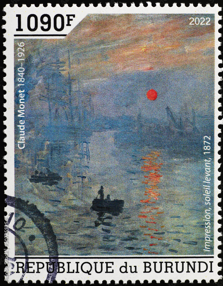 Famous painting by Claude Monet on postage stamp Stock Photo | Adobe Stock