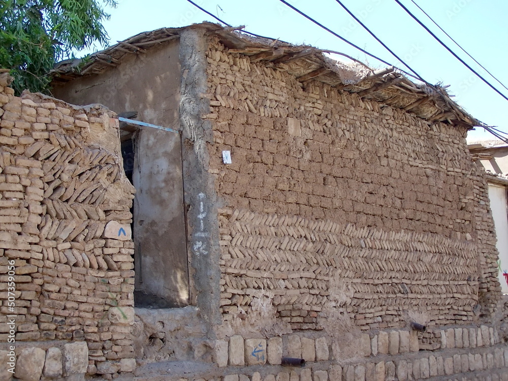 Old brick walls of a house in the Citadel in Erbil, Kurdistan, Iraq ...