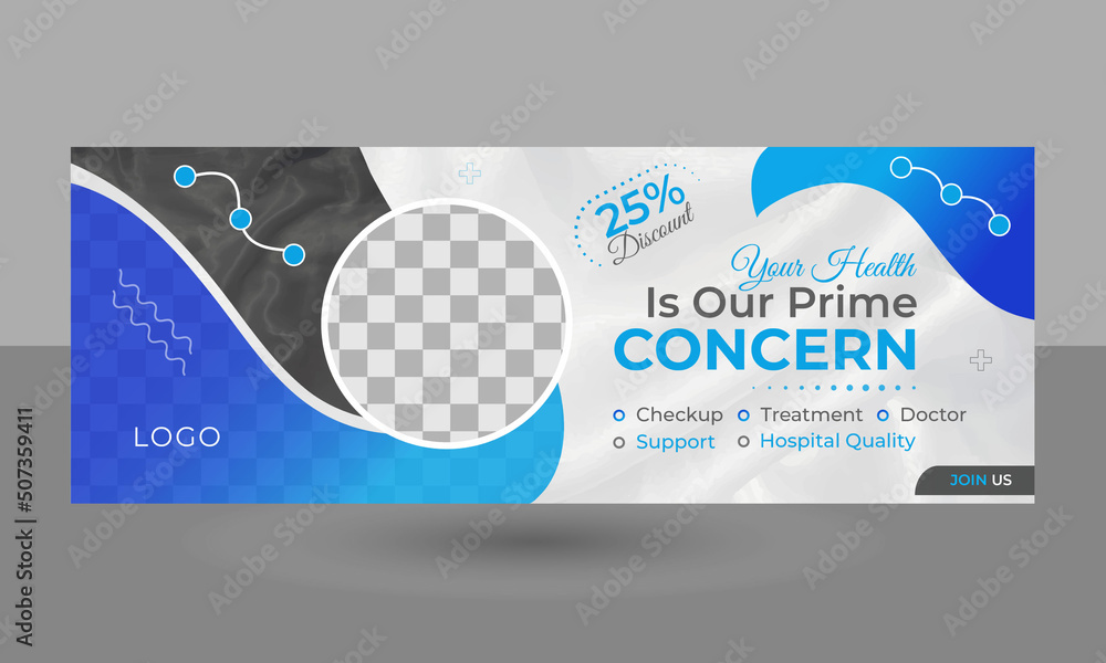 Modern medical healthcare blue color Social Media Facebook Cover Page ...